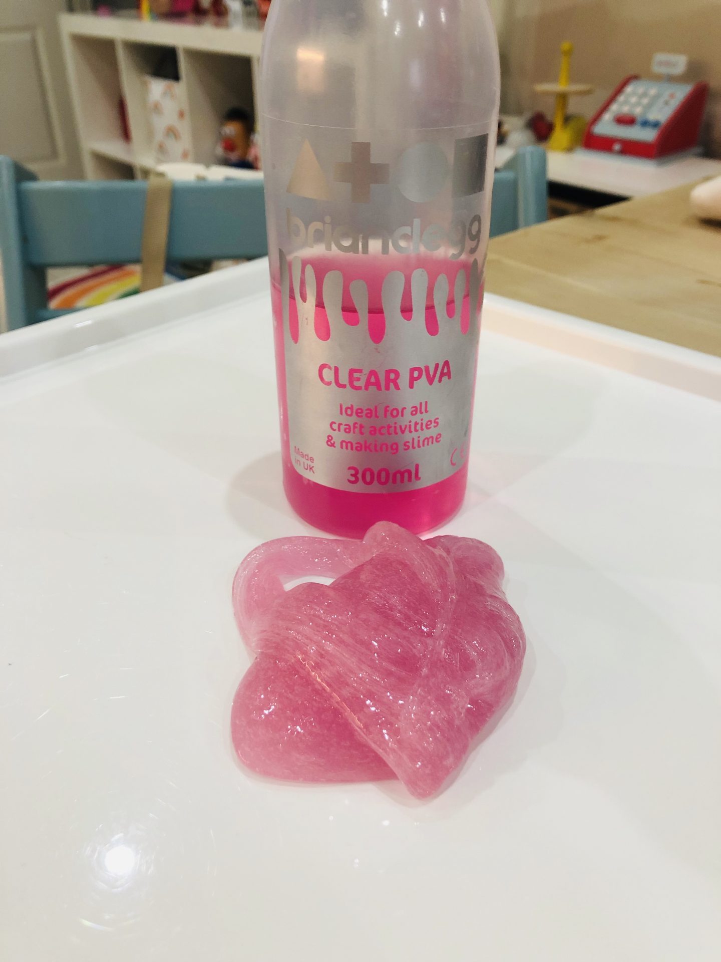 Coloured Clear PVA Glue Slime – My Three Little Strawberries